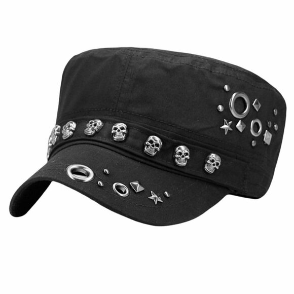 Accessories | Oversize Cadet Hat Punk Rock Rivet Cotton Baseball Cap ...